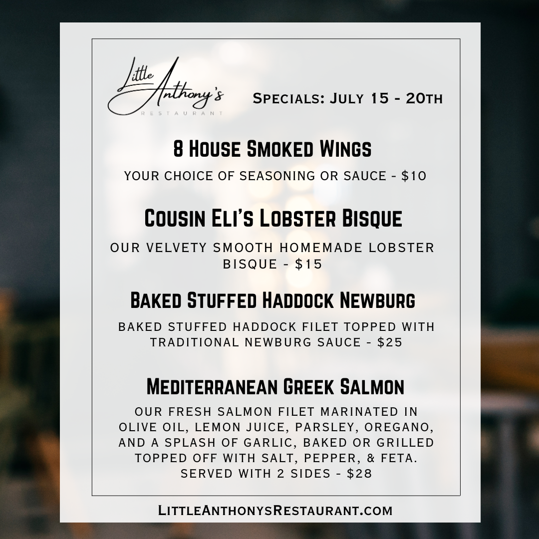 Specials – Little Anthony's Restaurant